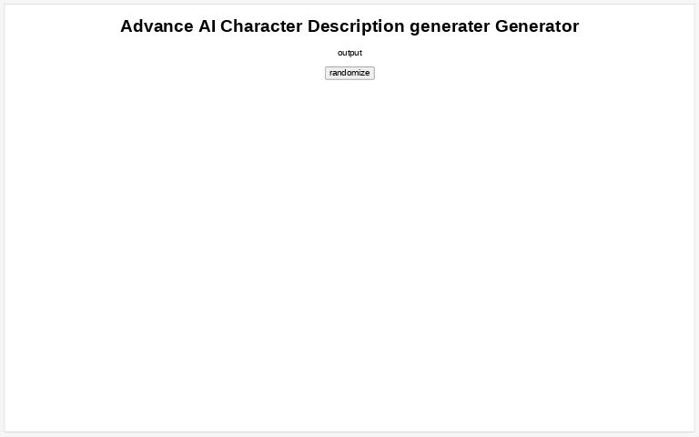 Advance AI Character Description generater Generator