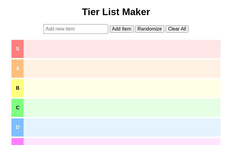 Tier List Maker ― Perchance Generator
