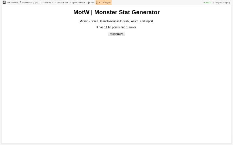 MotW | Monster Stat Generator