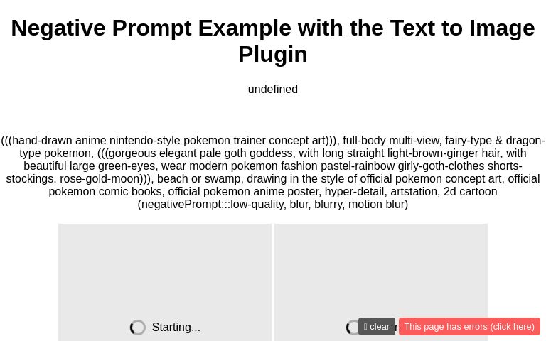 Negative Prompt Example with the Text to Image Plugin