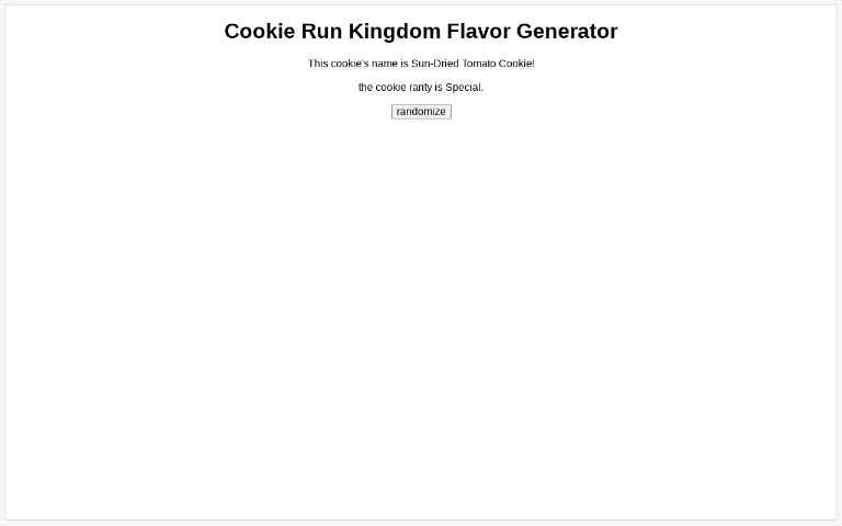 Cookie Run Kingdom Flavor Generator