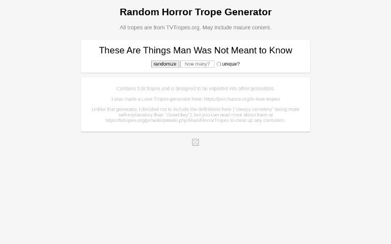 Random Horror Trope Generator