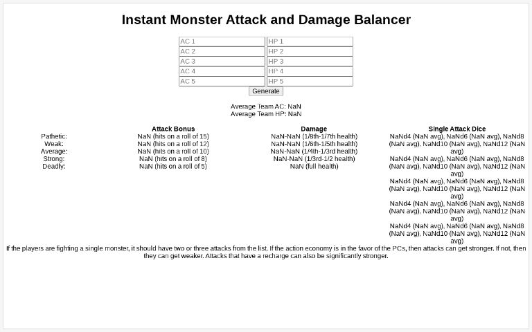 Instant Monster Attack and Damage Balancer ― Perchance Generator