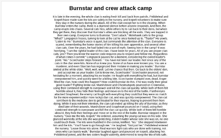 Burnstar and crew attack camp ― Perchance Generator