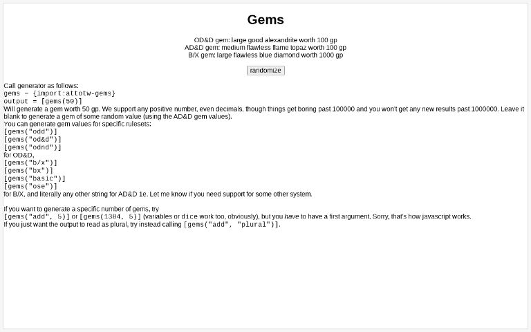 Gems ― Perchance Generator