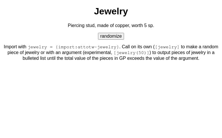 Jewelry ― Perchance Generator