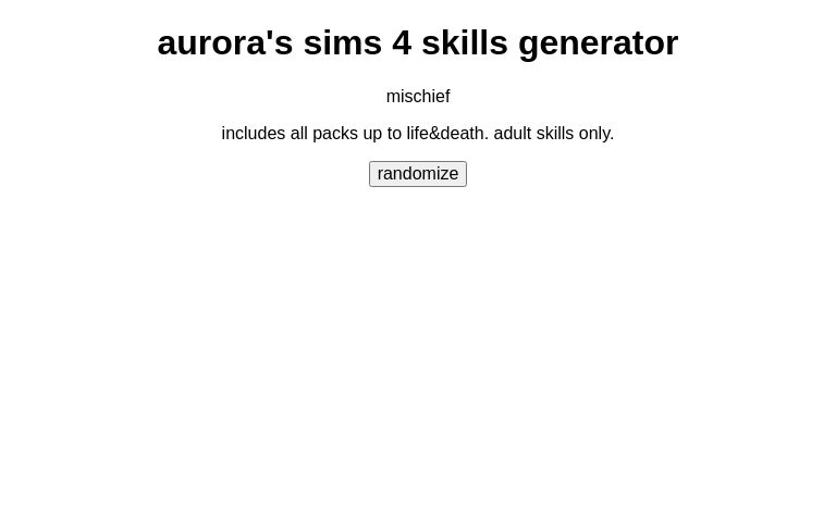 aurora's sims 4 skills generator