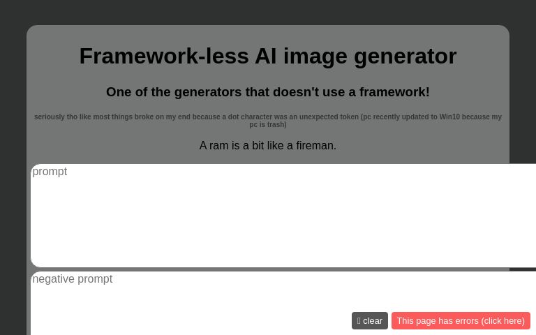 Framework-less AI image generator