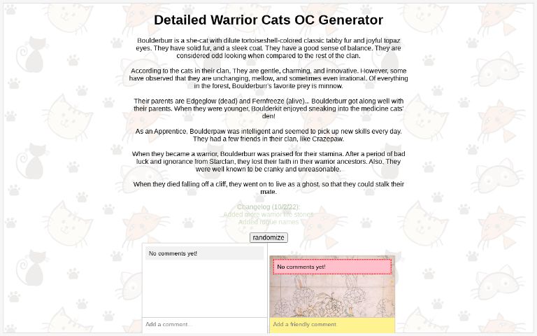 Detailed Warrior Cats OC Generator
