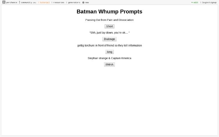 Batman Whump Prompts ― Perchance Generator