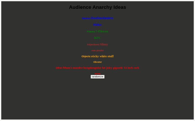 Audience Anarchy Ideas ― Perchance Generator