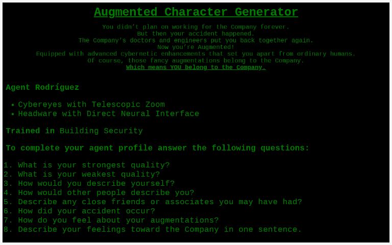 Augmented Chargen ― Perchance Generator