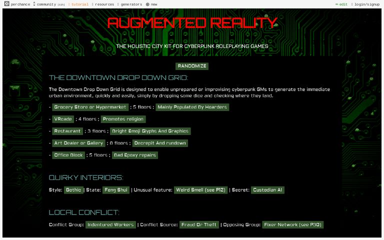 AUGMENTED REALITY ― Perchance Generator