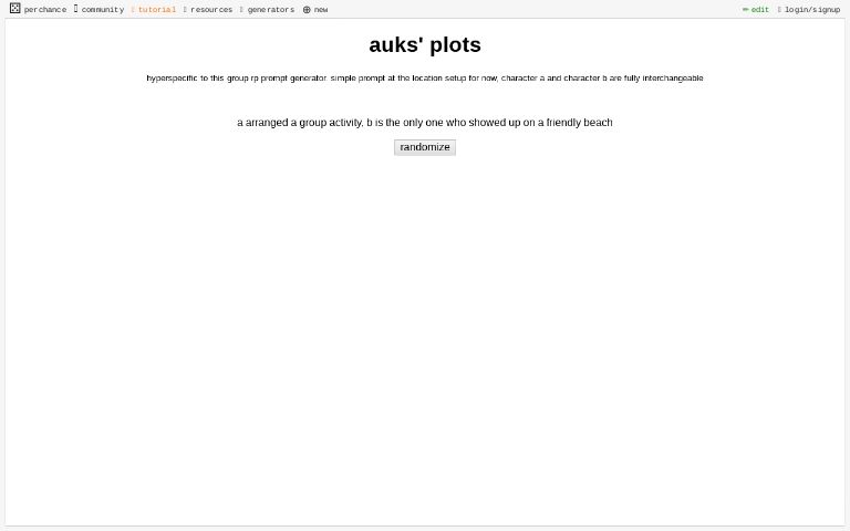 auks' plots ― Perchance Generator