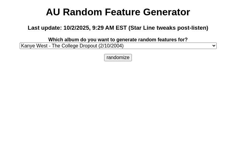 AU Random Feature Generator