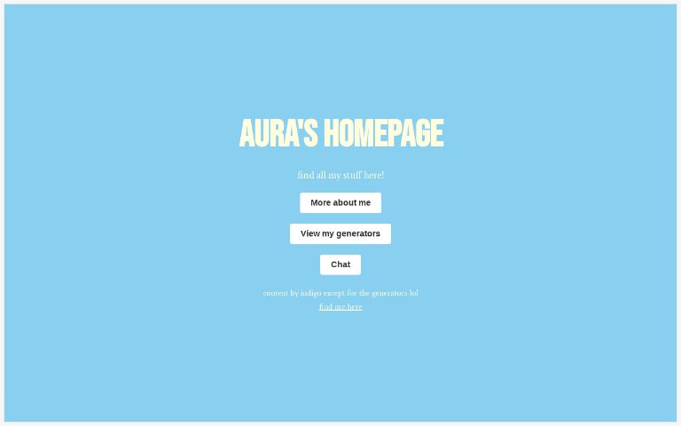 aura's homepage wowie :0 ― Perchance Generator