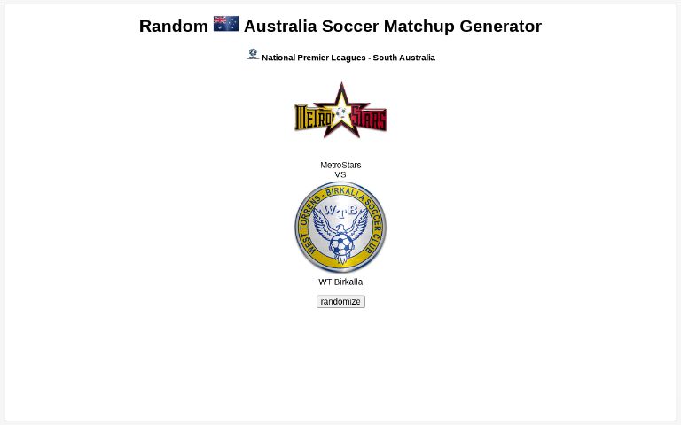 Random Australia Soccer Matchup Generator