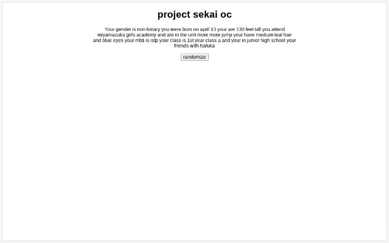 project sekai oc ― Perchance Generator