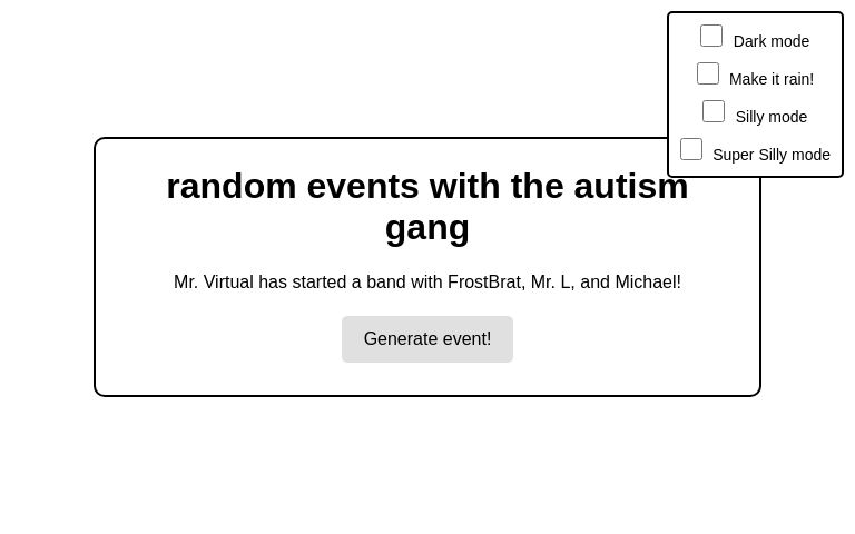 random events with the autism gang ― Perchance Generator