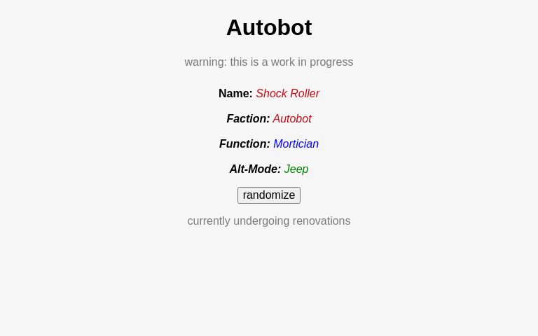 Autobot ― Perchance Generator