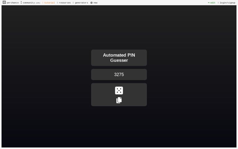 Automated PIN Guesser ― Perchance Generator