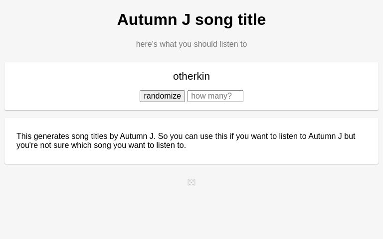 Autumn J song title ― Perchance Generator