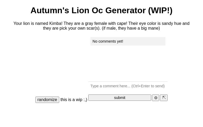 Autumn's Lion Oc Generator (WIP!)