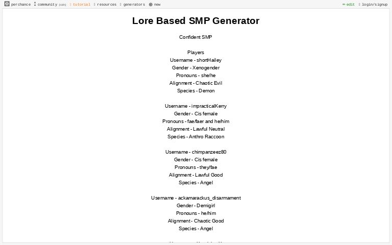 Lore Based SMP Generator