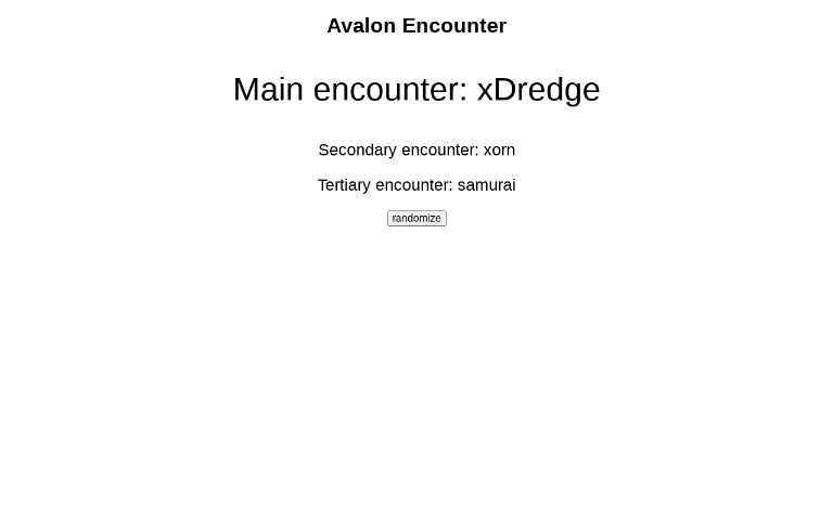 Avalon Encounter ― Perchance Generator