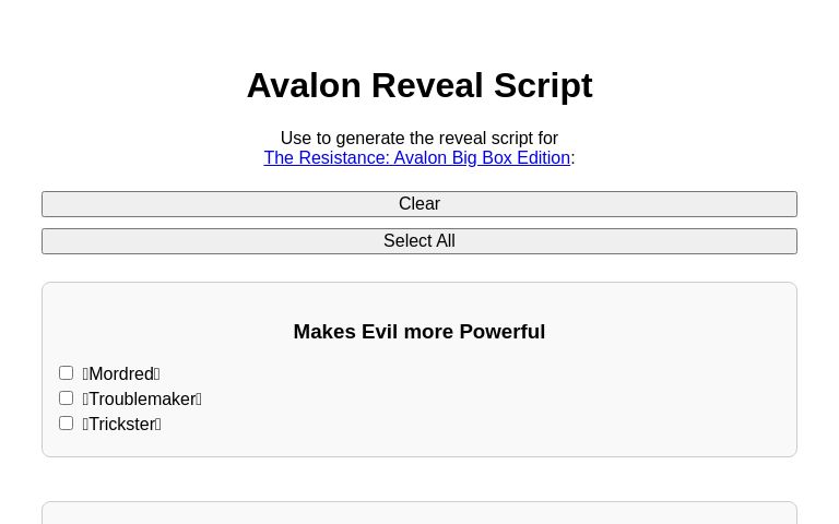 Avalon Reveal Script ― Perchance Generator