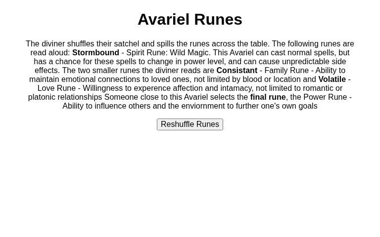 Avariel Runes ― Perchance Generator