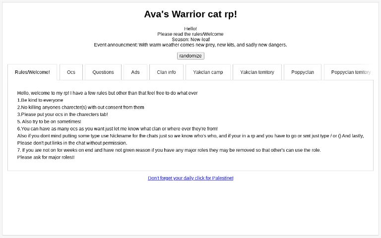 Ava's Warrior cat rp! ― Perchance Generator