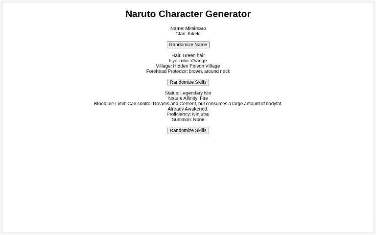 Naruto Character Generator