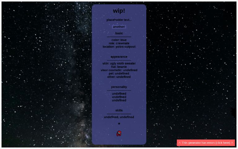 wip! ― Perchance Generator