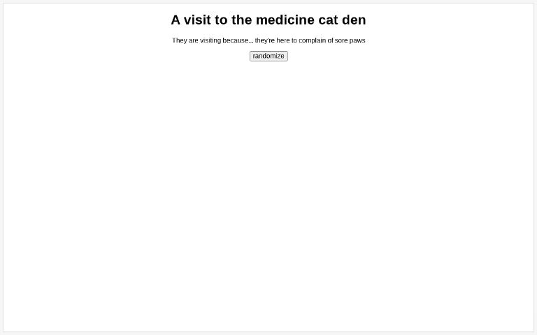 A visit to the medicine cat den ― Perchance Generator