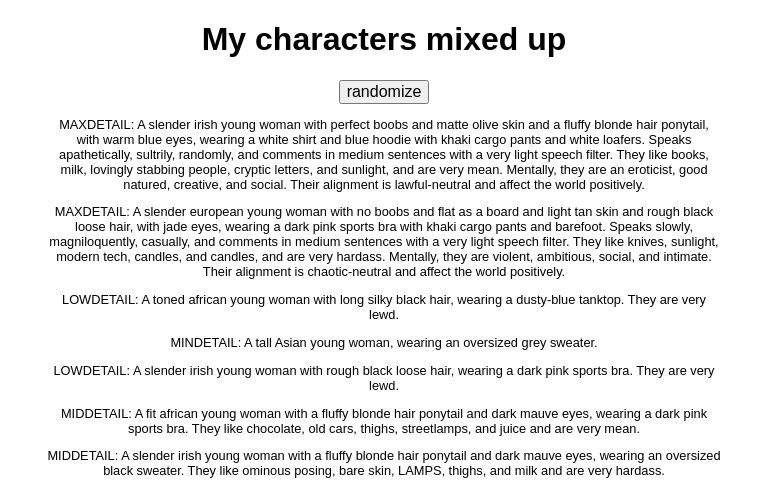 My characters mixed up ― Perchance Generator