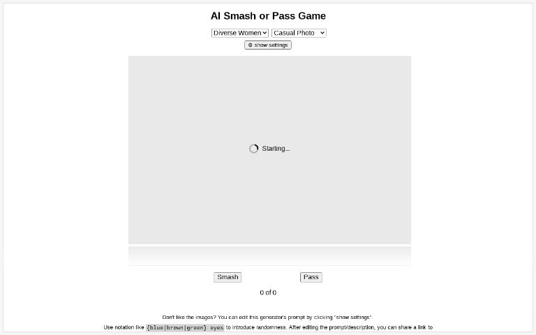 AI Smash or Pass Game ― Perchance Generator