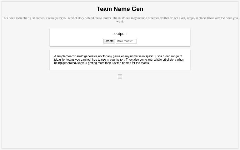 Team Name Gen ― Perchance Generator