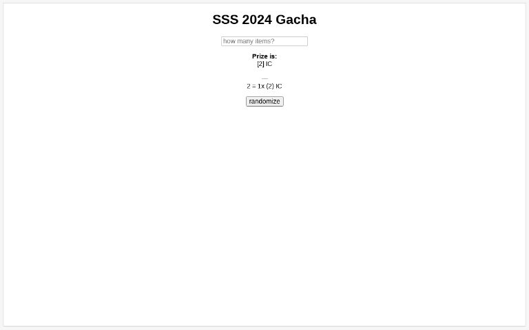SSS 2024 Gacha ― Perchance Generator