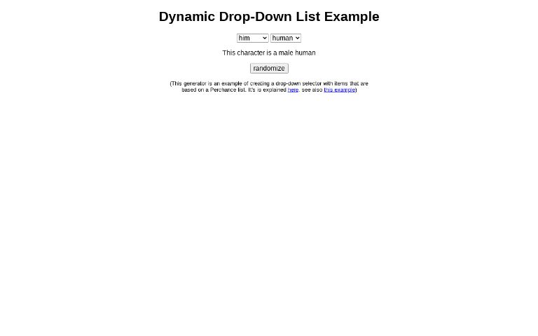 Dynamic Drop-Down List Example ― Perchance Generator