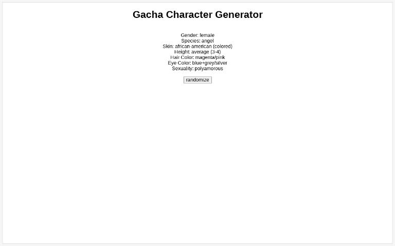 Gacha Character Generator