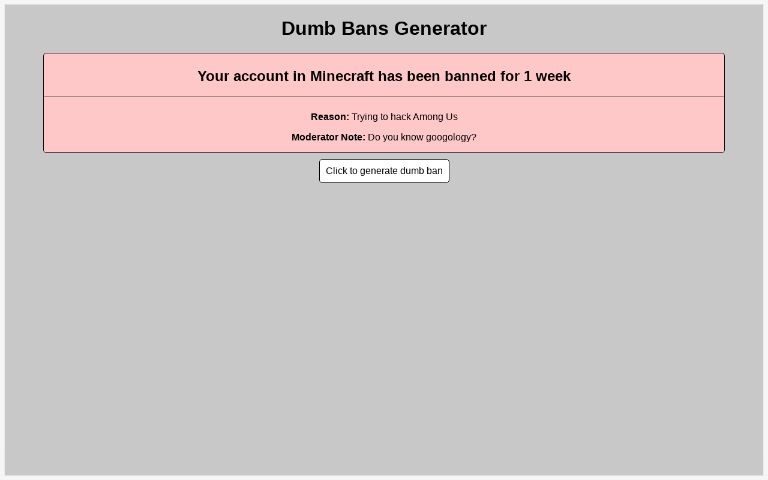 Dumb Bans Generator