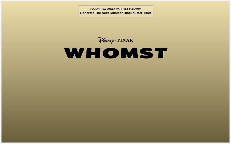 Disney Pixar Movie Titles ― Perchance Generator