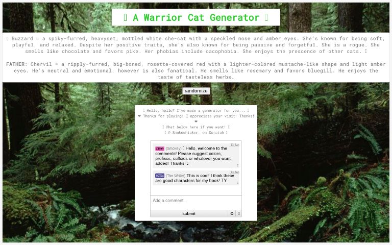 рџњї A Warrior Cat Generator рџњї