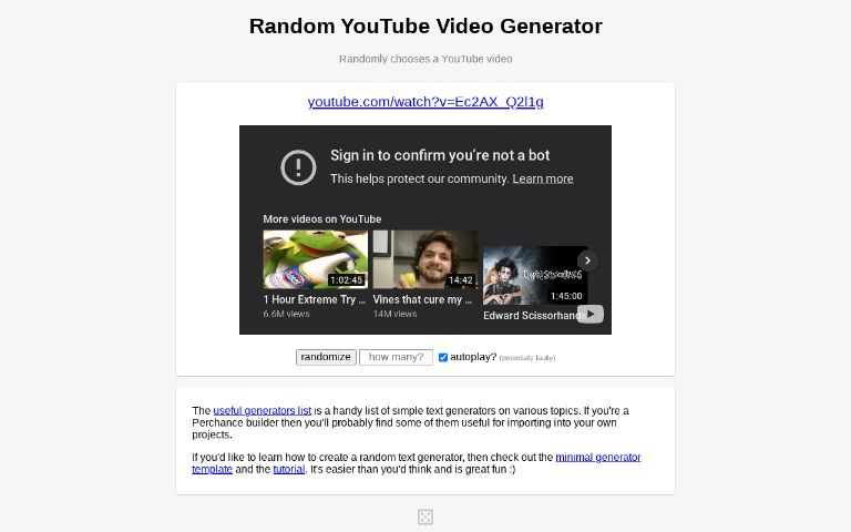 Random YouTube Video Generator
