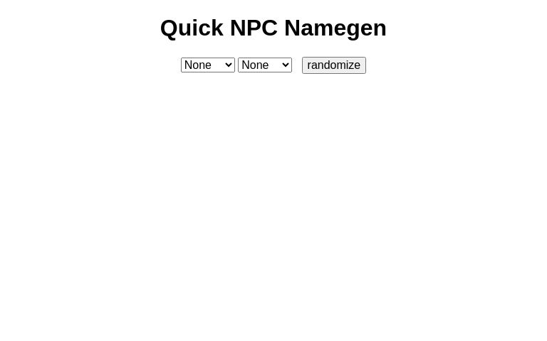 Quick NPC Namegen ― Perchance Generator