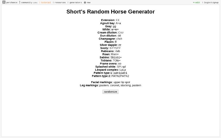 Short's Random Horse Generator