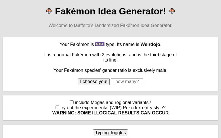Fakémon Idea Generator!