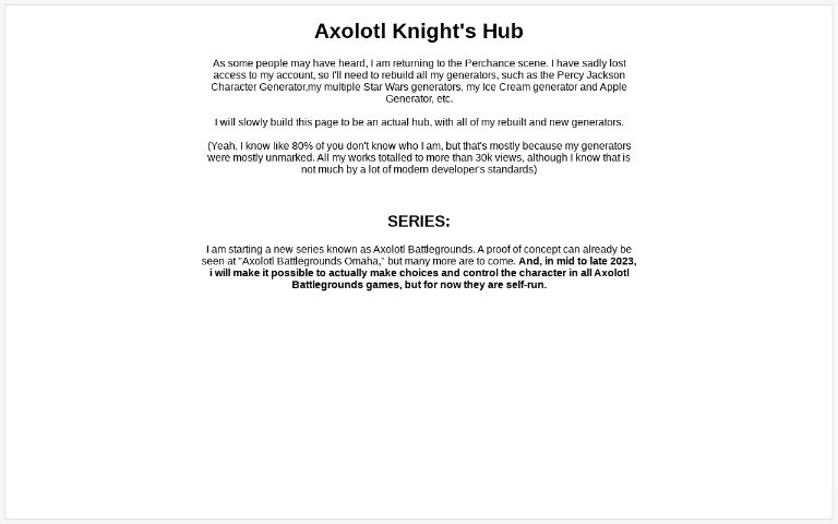 Axolotl Knight's Hub ― Perchance Generator