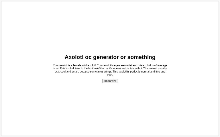 Axolotl oc generator or something